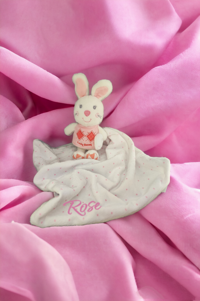 Un doudou Lapin prénom bébé - Création WenDesign
